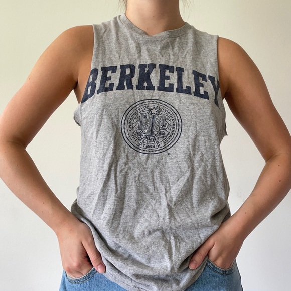 Tops | Vintage Berkley Graphic Gray Muscle Tee | Poshmark